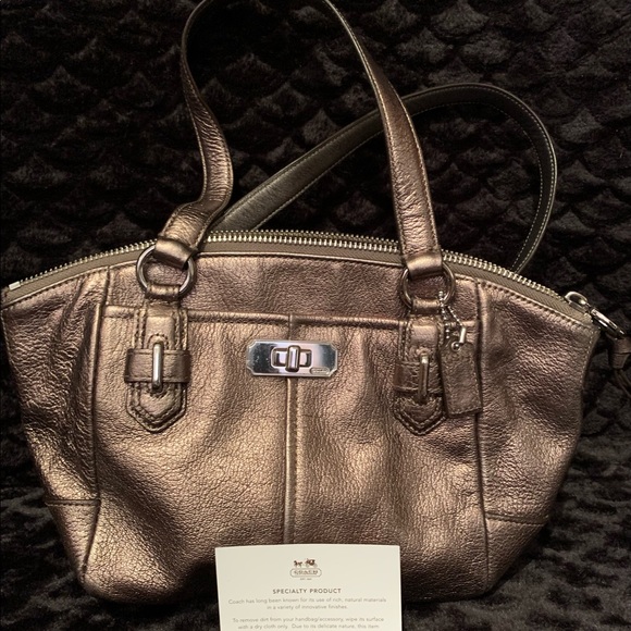 Coach | Bags | Coach Small Metallic Bronze Handbag | Poshmark